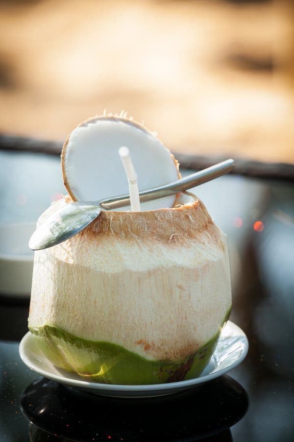 Coconut Water is Placed on the Table and Refreshment Stock Image ...