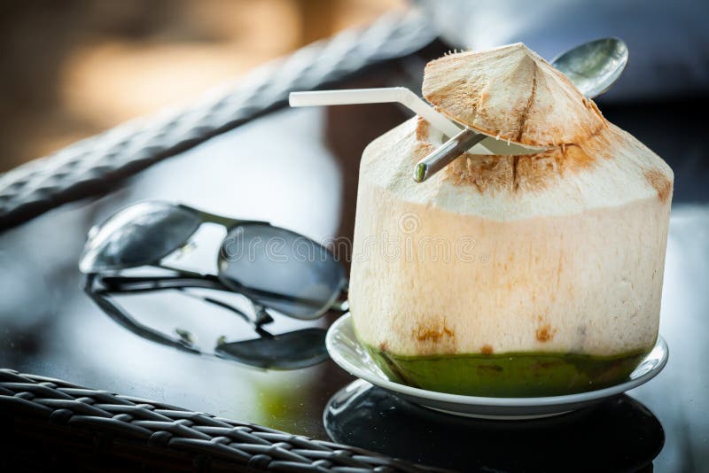 Coconut Water is Placed on the Table and Refreshment Stock Image ...