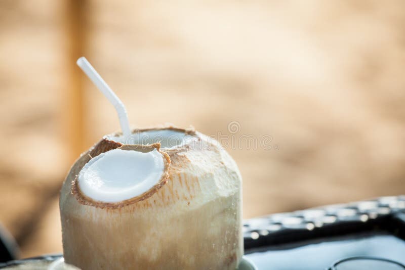 Coconut Water is Placed on the Table and Refreshment Stock Photo ...