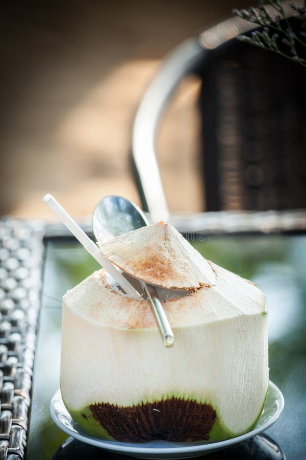 Coconut Water is Placed on the Table and Refreshment Stock Photo ...