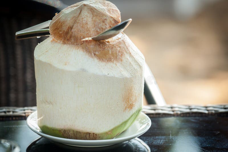 Coconut Water is Placed on the Table and Refreshment Stock Photo ...