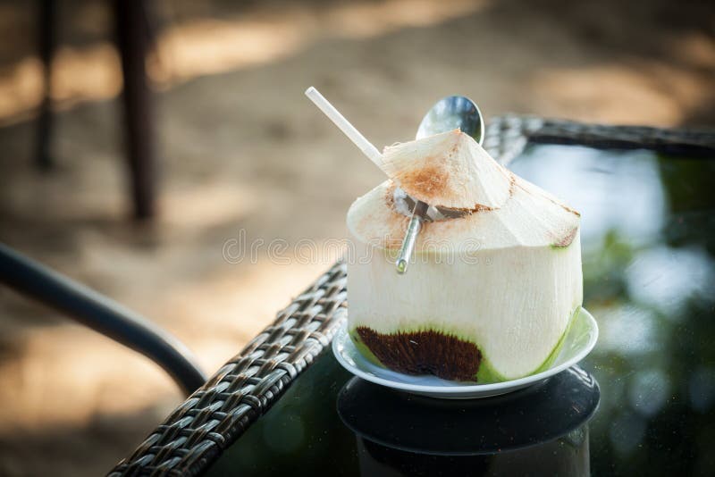 Coconut Water is Placed on the Table and Refreshment Stock Photo ...