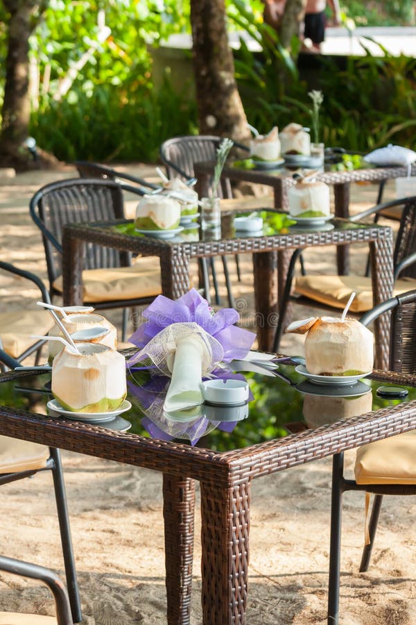 Coconut Water is Placed on the Table and Refreshment Stock Photo ...