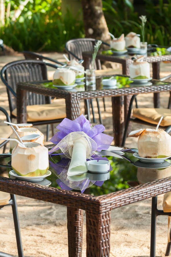 Coconut Water is Placed on the Table and Refreshment Stock Image ...