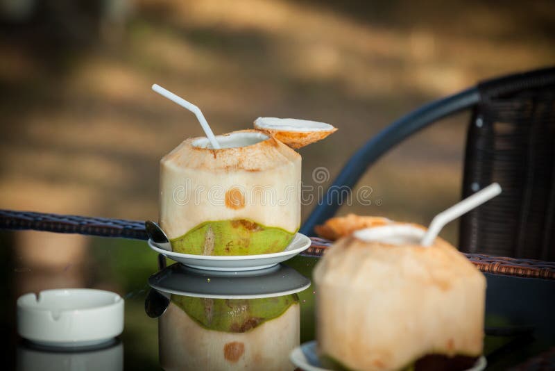 Coconut Water is Placed on the Table and Refreshment Stock Photo ...