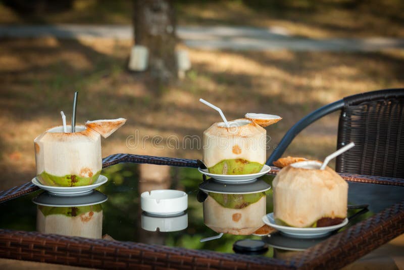 Coconut Water is Placed on the Table and Refreshment Stock Image ...