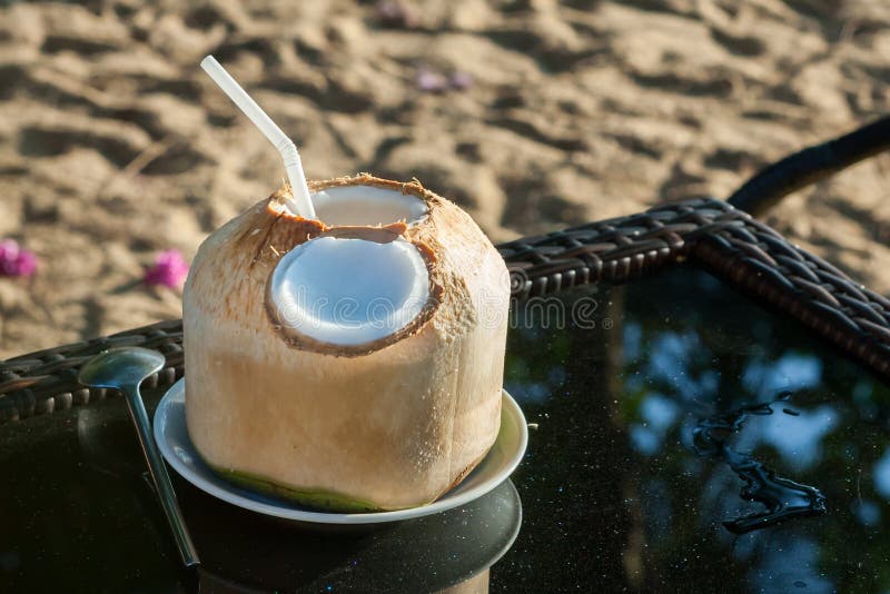 Coconut Water is Placed on the Table and Refreshment Stock Image ...
