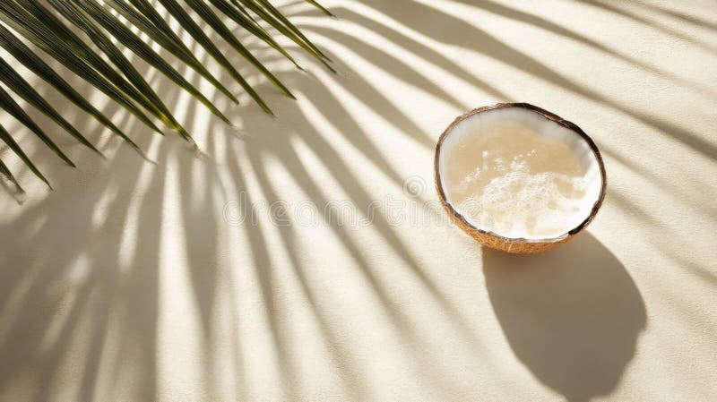 Coconut Water in Shell on Tropical Beach Sand Stock Illustration ...