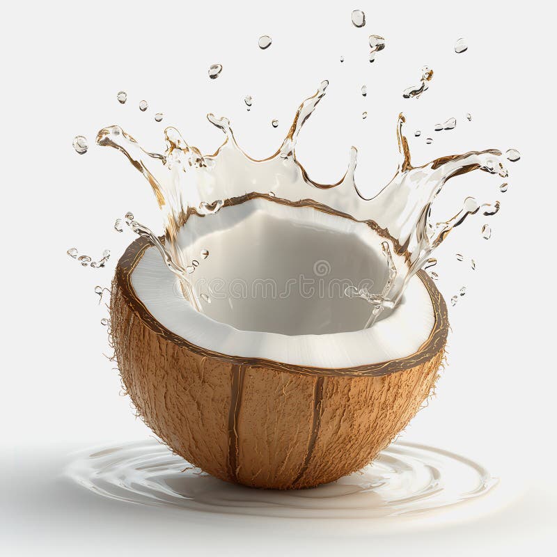 Coconut Water Splash on White Background Stock Illustration ...