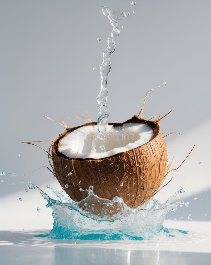 A Coconut with Water Splashing Out of it Stock Illustration ...