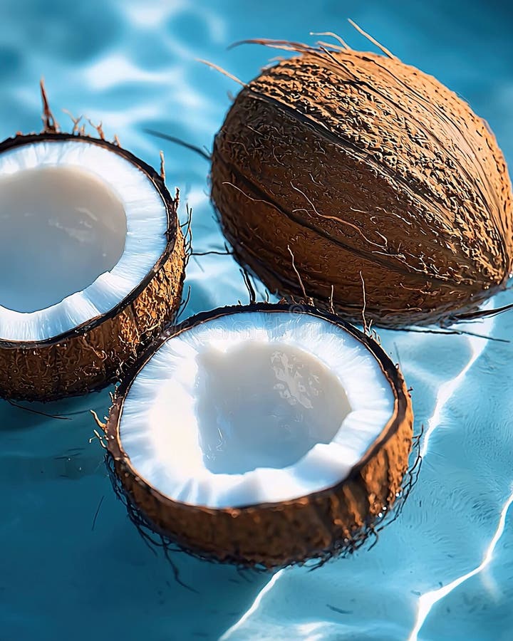 Coconut on the Water Surface. Tropical Fruit Concept Stock Image ...