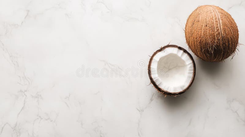 Coconut White Background Cut Lengthwise Stock Photos - Free & Royalty ...