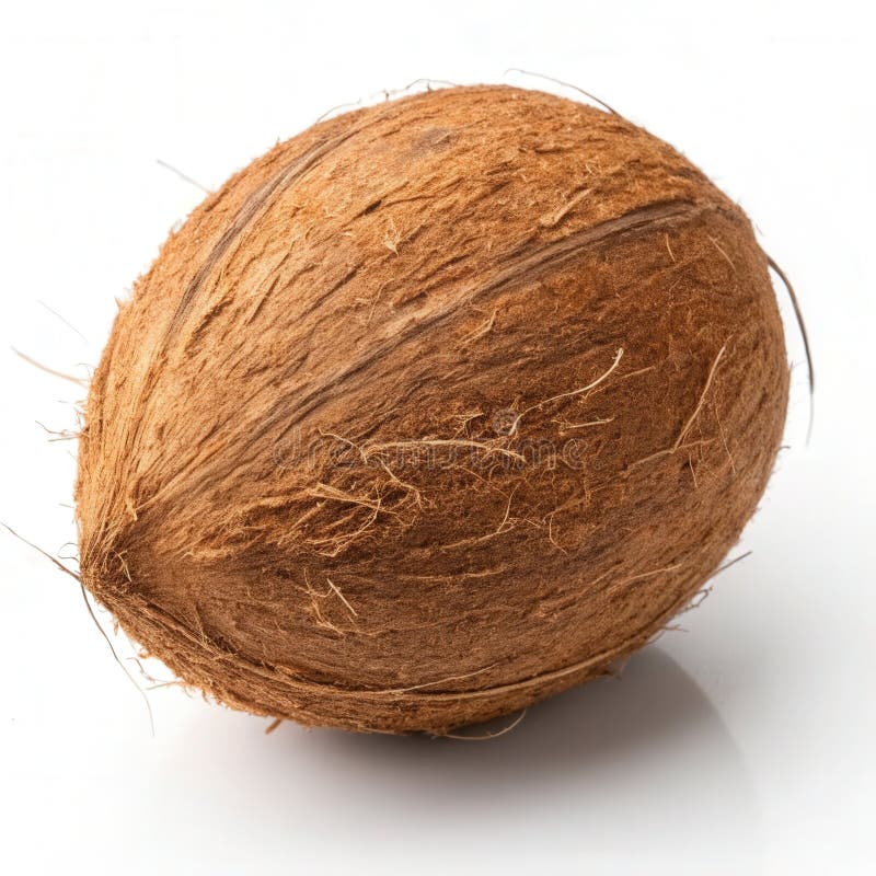 Coconut on a White Background Showcasing Its Natural Texture and Shape ...