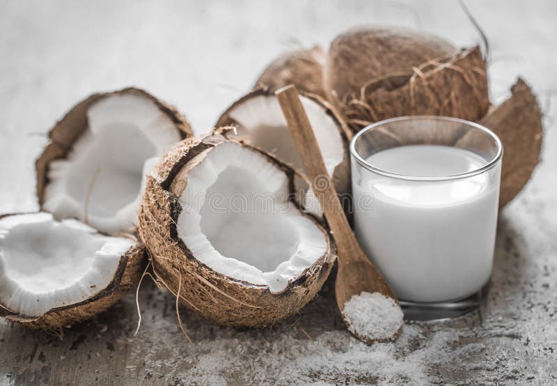 Coconut on Wooden Background Stock Photo - Image of diet, beverage ...