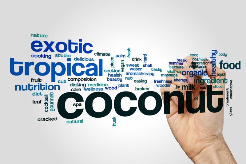Coconut Word Cloud Concept on Grey Background Stock Photo - Image of ...