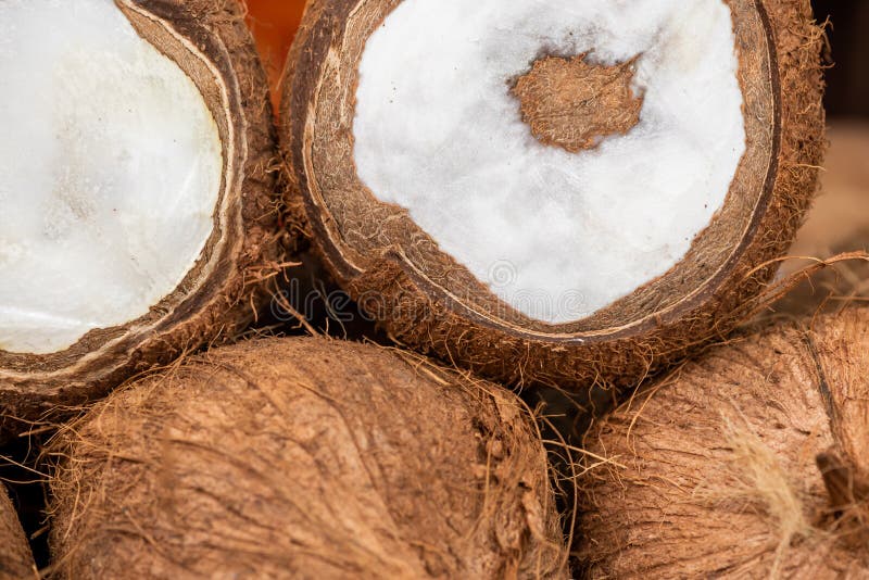 Coconuts Heap Close-up View Stock Image - Image of heap, food: 208563545
