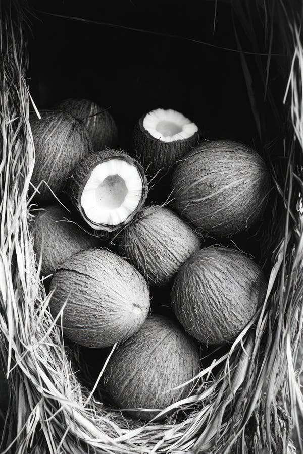 Coconuts in pile stock image. Image of produce, pacific - 388935663