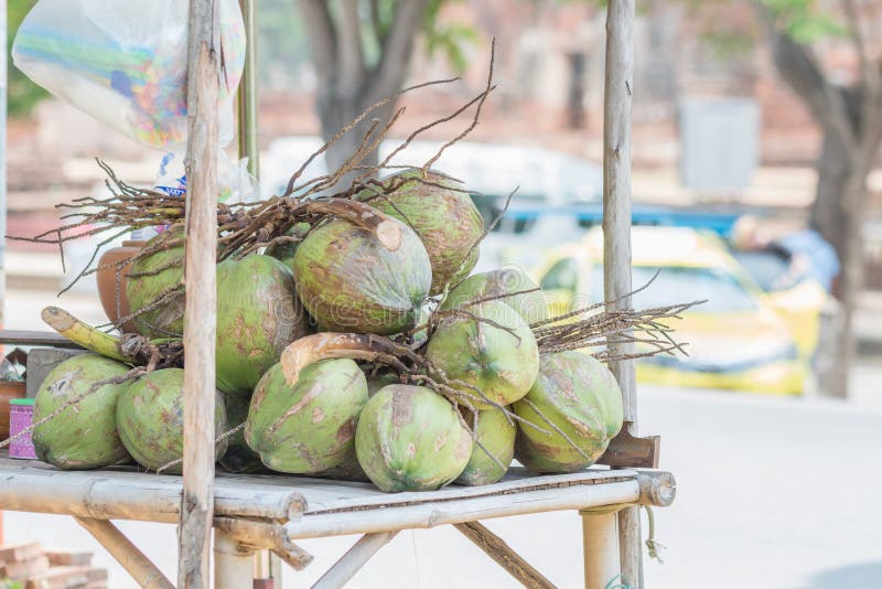 The Coconuts Placed in the Stalls are on the Side of the Road. Stock ...