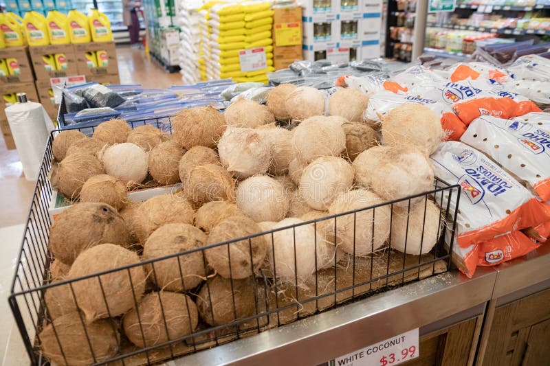 Coconuts on the Supermarket Counter Editorial Photo - Image of health ...