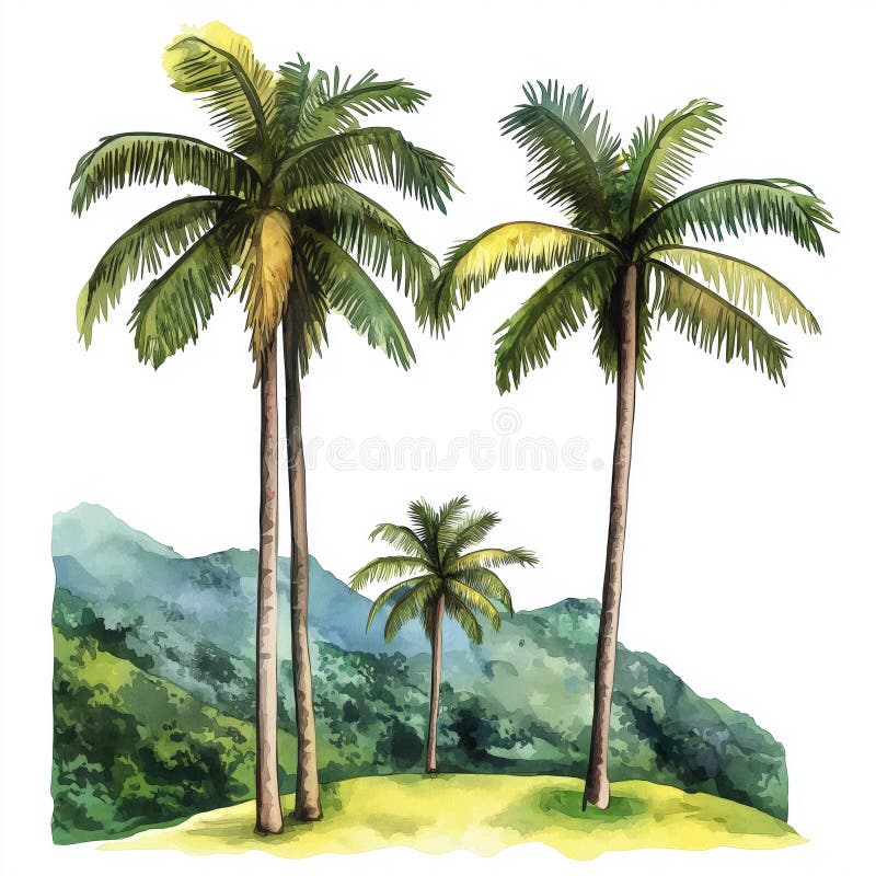 Cocora Valley. Cocora Valley Hand Drawn Watercolor Illustration Stock ...