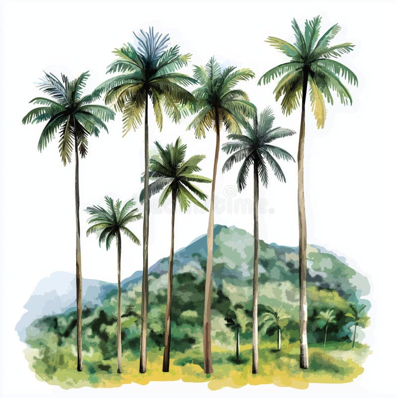Cocora Valley. Cocora Valley Hand Drawn Watercolor Illustration Stock ...