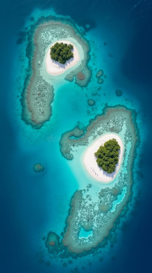 Cocos Islands, Australia â€“ a Top-Down View of a Chain of Tiny White ...