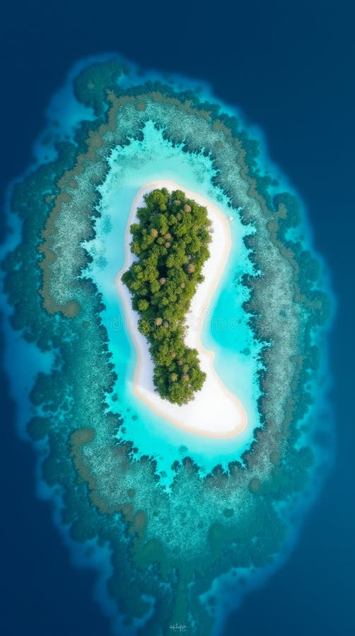 Cocos Islands, Australia â€“ a Top-Down View of a Chain of Tiny White ...