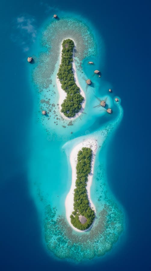 Cocos Islands, Australia â€“ a Top-Down View of a Chain of Tiny White ...