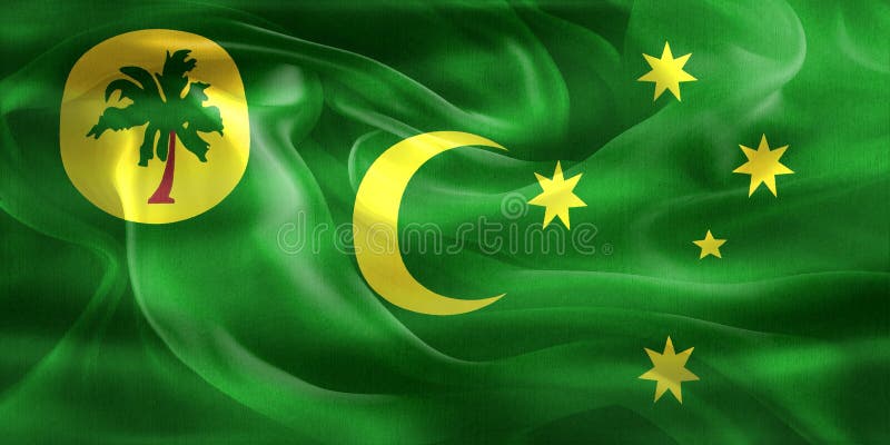 Cocos Islands Flag - Realistic Waving Fabric Flag Stock Illustration ...