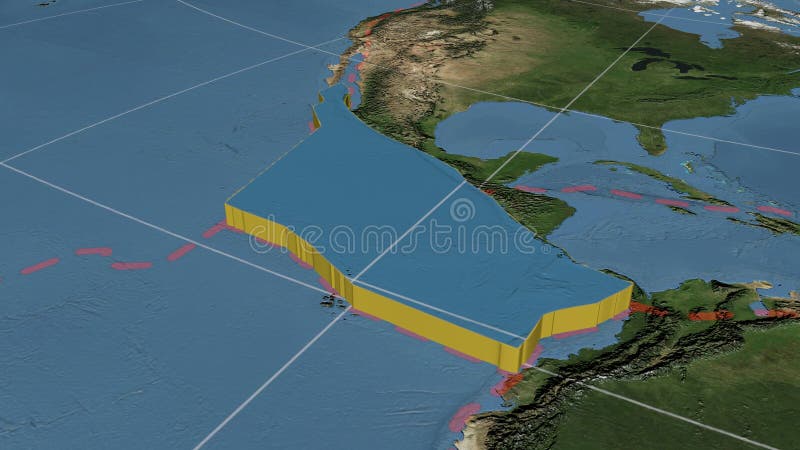 Cocos Plate Enlarged and Extruded - Satellite Stock Illustration ...