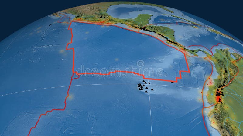 Cocos Plate Outlined - Satellite Stock Illustration - Illustration of ...