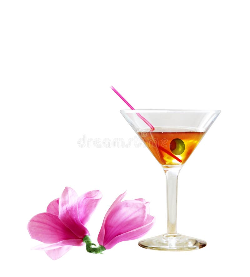 Coctail and magnolia stock photo. Image of olive, bright - 5122238