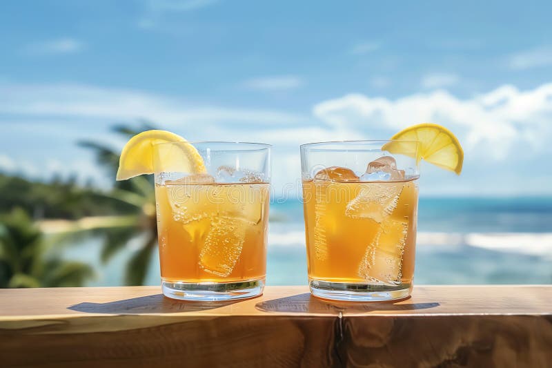 Coctails on the Beach, AI Generated Stock Illustration - Illustration ...