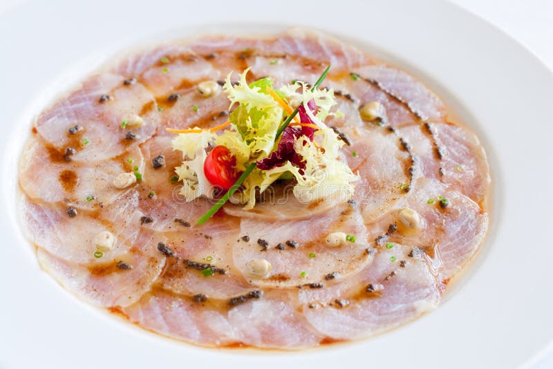 Cod carpaccio. stock photo. Image of lettuce, seafood - 33254546