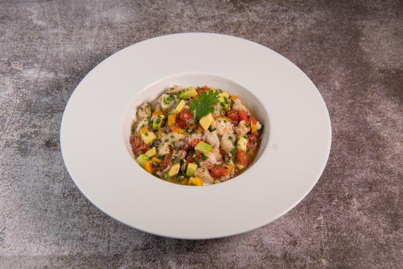 Cod Ceviche Recipe, Bread in Oil and Garlic. Stock Photo - Image of ...