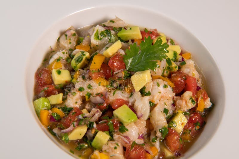 Cod Ceviche Recipe, Bread in Oil and Garlic. Stock Image - Image of ...
