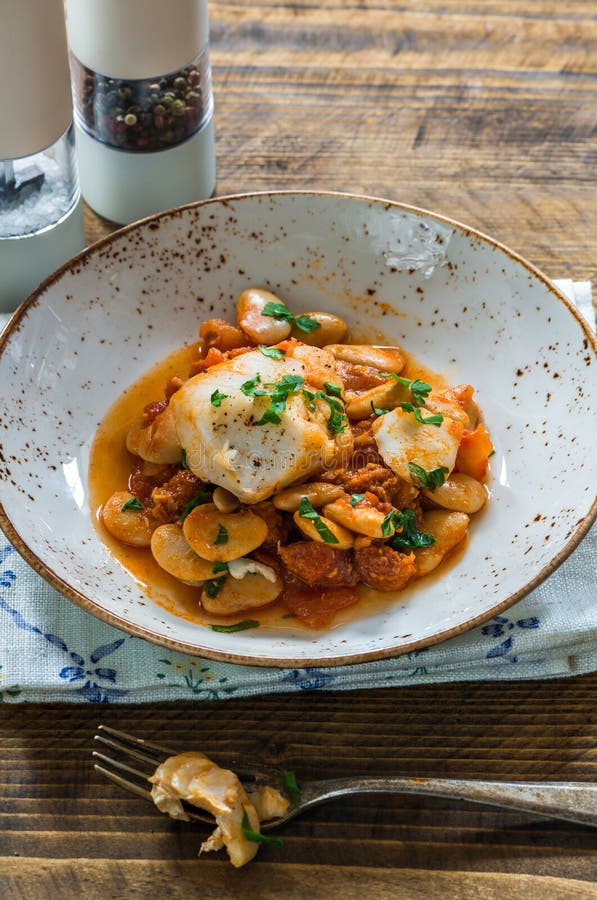 Cod and chorizo stew stock photo. Image of cooked, appetizer - 99697272