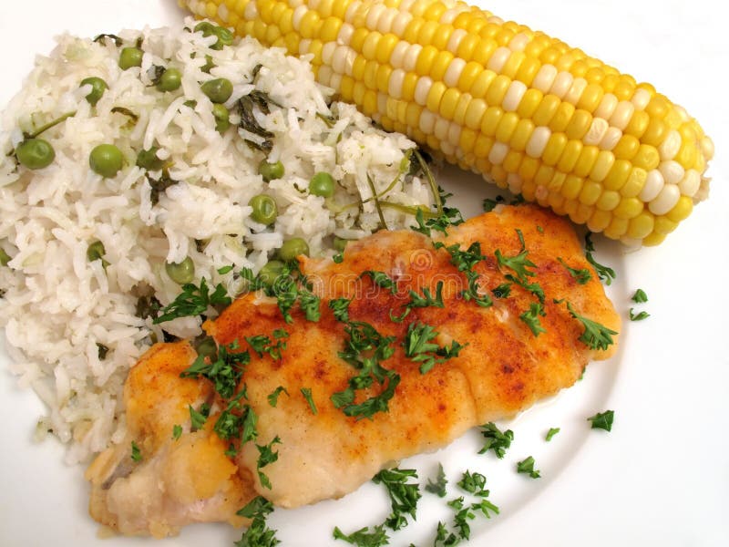 Cod, Corn and Rice stock photo. Image of paprika, rice - 19933722