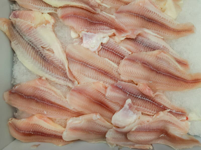 Cod Fillet on Ice in the Store Top View. Stock Photo - Image of shot ...