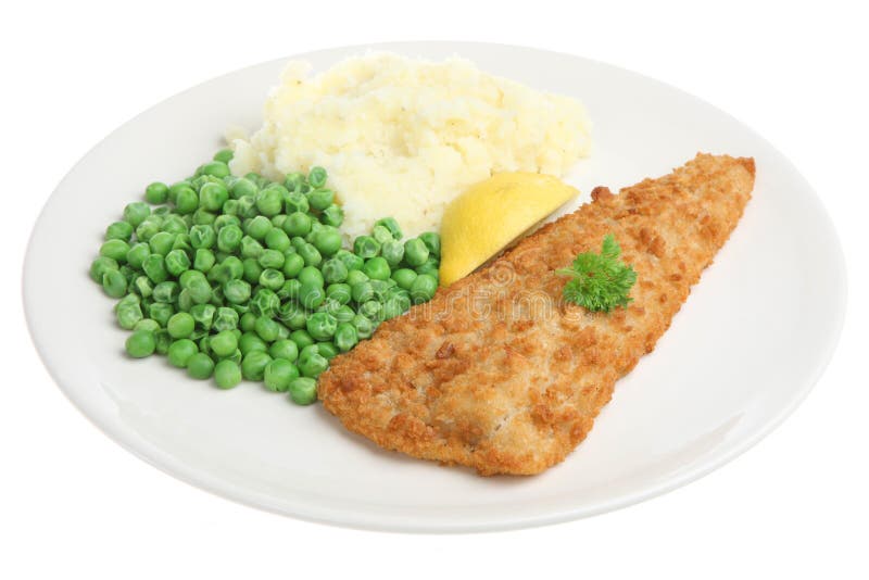 Cod Fillet with Mash & Peas Stock Photo - Image of lemon, isolated: 9693954