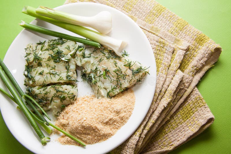 Cod fillet on plate stock image. Image of garnish, pacific - 72962857