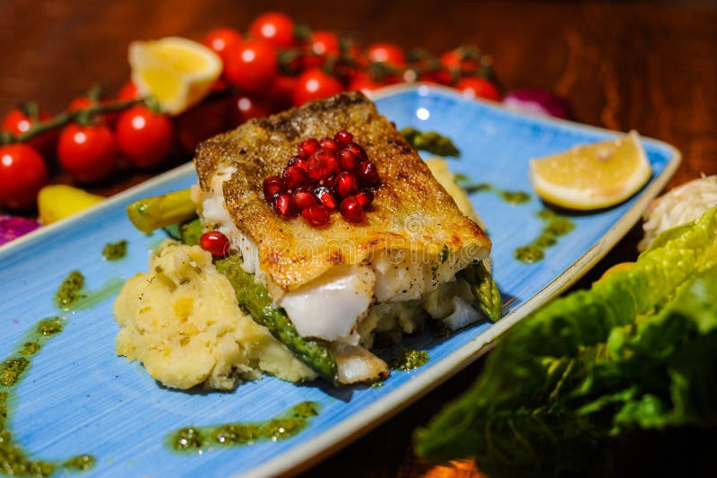 Cod Fillet Served with Mashed Potatoes Stock Photo - Image of healthy ...