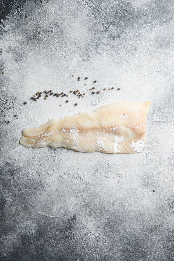 Cod Fillets on a Grey Concrete Background for the Preparation of a ...