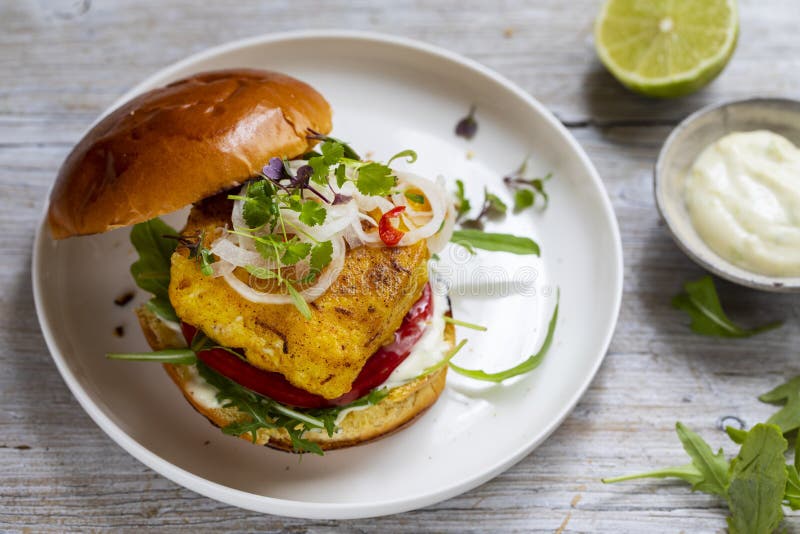 Fish burger stock image. Image of plate, fried, burger - 33943837