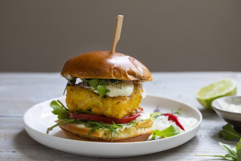 Cod fish burger stock image. Image of sandwich, fried - 187805573