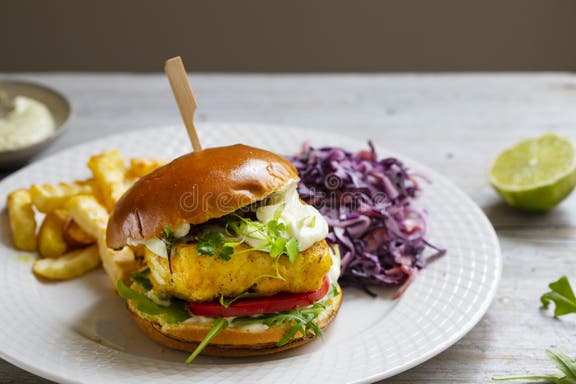 Cod fish burger stock image. Image of fillet, seafood - 187805583