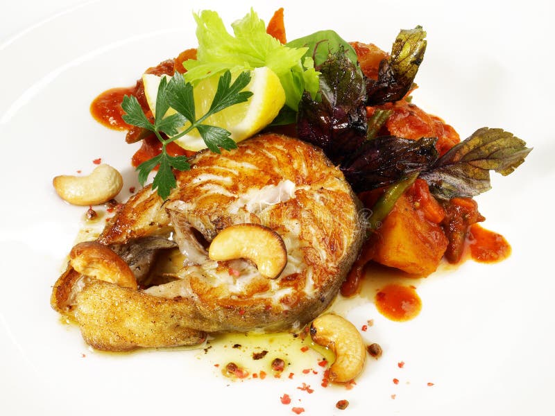 Cod Fish Chop on Tomato stock photo. Image of ingredient - 152377806