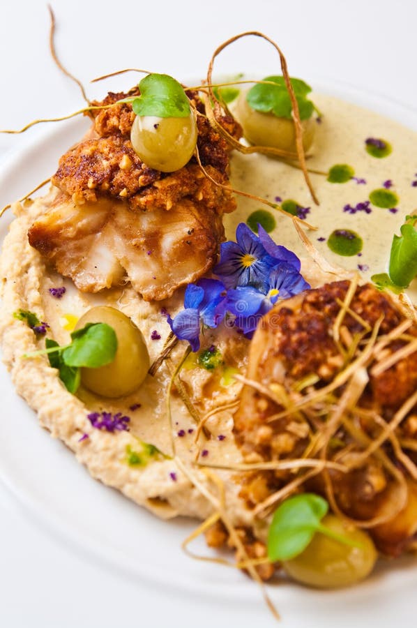 Cod Fish Elegant Dish with Grapes Stock Photo - Image of served, dish ...