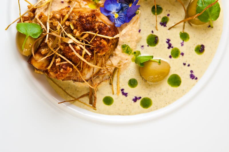 Cod Fish Elegant Dish with Grapes Stock Photo - Image of served, dish ...