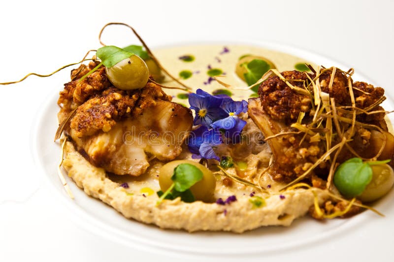 Cod Fish Elegant Dish with Grapes Stock Photo - Image of served, dish ...